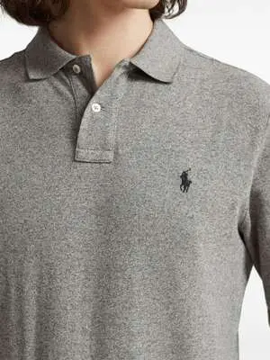 Polo Ralph Lauren Logo Embroidered Long-sleeve Polo Shirt - Grey