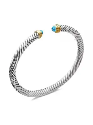 David Yurman 14kt Yellow Gold And Sterling Classic Cable Bracelet - Silver