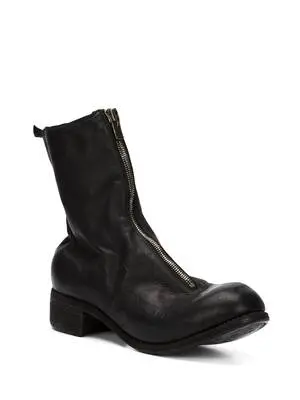 Guidi Distressed Zip-up Boots - Black