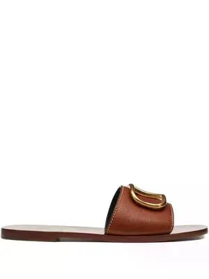 VALENTINO Valentino Garavani VLogo Signature Slide Sandals In Grainy Cowhide