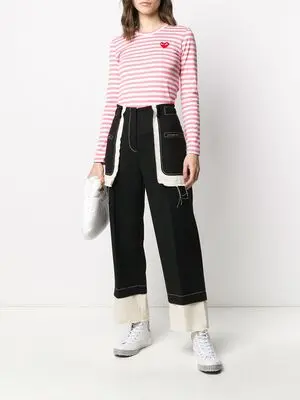 Play Comme Des Garcon Striped Cotton Sweatshirt