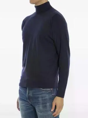 John Smedley Roll Neck Jumper - Blue