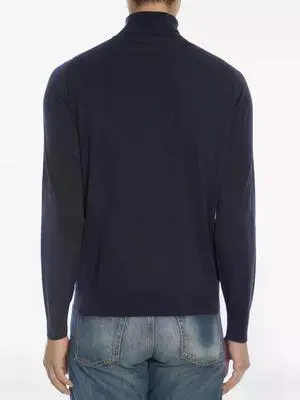 John Smedley Roll Neck Jumper - Blue