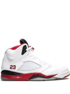 JORDAN Air 5 Retro Fire Red Sneakers - White