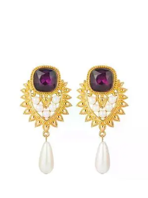 SUSAN CAPLAN 1990s Shiall Jhaveri For Avon Clip-on Earrings - Gold