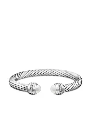 David Yurman Classic Cable Bracelet With Diamonds And Pearls - Silver