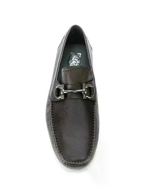 FERRAGAMO Gancini Leather Loafers - Brown