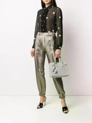 Saint Laurent Metallic-effect Tapered Trousers