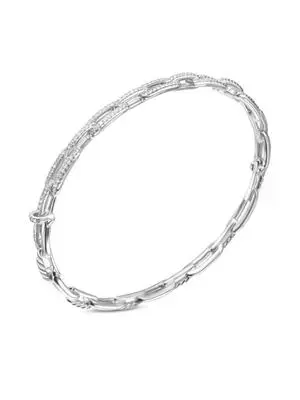 David Yurman 18kt White Gold Stax Diamond Bracelet - Silver