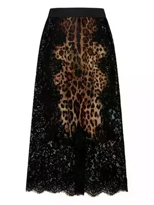 Dolce & Gabbana Leopard-print Satin Midi Skirt - Brown