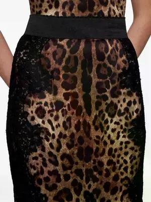 Dolce & Gabbana Leopard-print Satin Midi Skirt - Brown