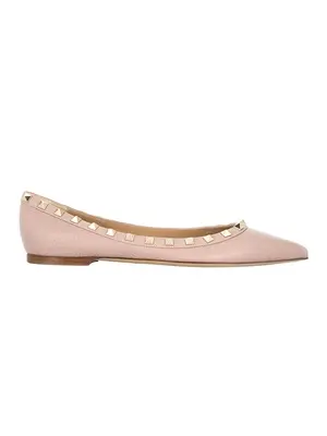 Valentino Garavani Rockstud Patent Leather Ballet Flats - Pink