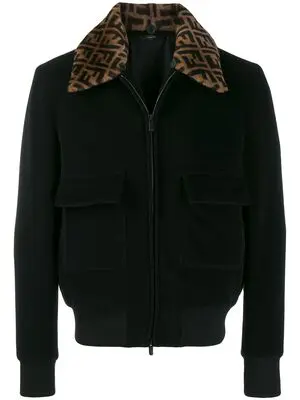 Fendi Logo Collar Bomber Jacket