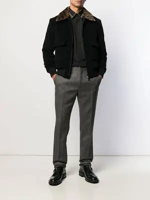 Fendi Logo Collar Bomber Jacket
