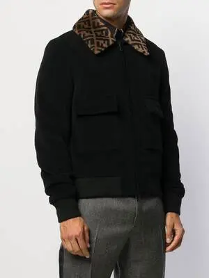Fendi Logo Collar Bomber Jacket