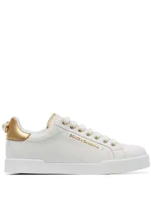 Dolce & Gabbana Portofino Leather Sneakers - White