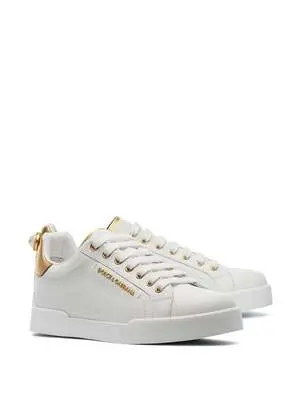 Dolce & Gabbana Portofino Leather Sneakers - White