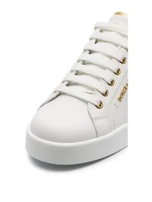 Dolce & Gabbana Portofino Leather Sneakers - White