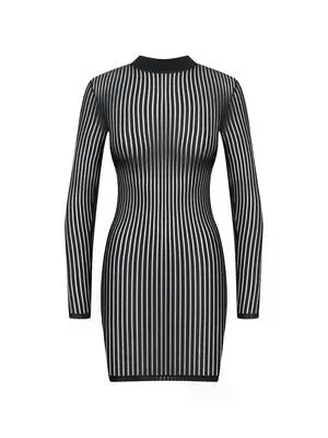 MAISON CLOSE Striped Sheer Mini Dress