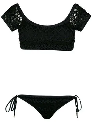 AMIR SLAMA Woven Bikini Set - Black