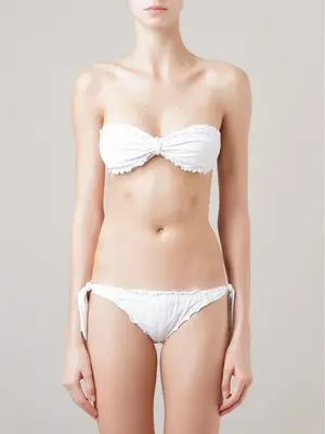 AMIR SLAMA Ruffled Trim Bikini Bottom - White