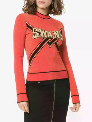 Off-White Swans Intarsia Lurex Sweater - Red
