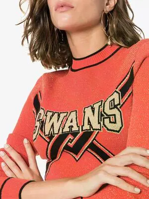 Off-White Swans Intarsia Lurex Sweater - Red