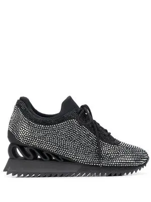 LE SILLA Reiko Wave Crystal-embellished Sneakers - Black