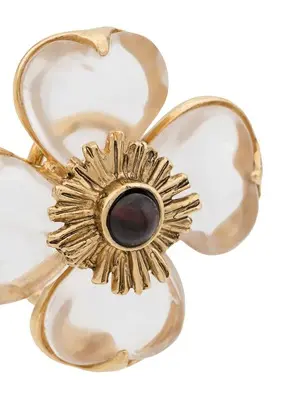 GOOSSENS Floral-motif Garnet Clip-on Earrings
