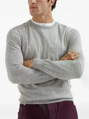 Brunello Cucinelli Rib-trimmed Relaxed-fit Jumper - Grey