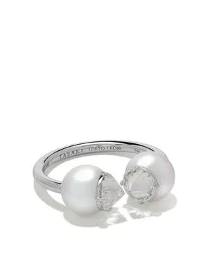 TASAKI Platinum Ring With Akoya Pearl And Diamond - Silver