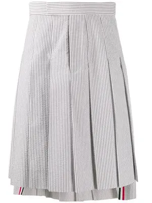 Thom Browne Seersucker Pleated Skirt