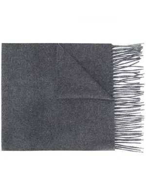 Moschino Logo-embroidered Fringed Scarf - Grey