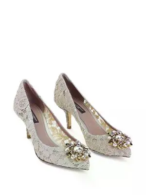 Dolce & Gabbana Bellucci Lace Brooch Pumps - Neutrals