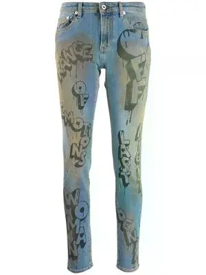 Off-White Graffiti Print Skinny Jeans