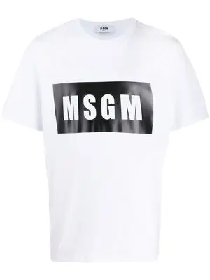 MSGM Logo-print Boxy T-shirt - White