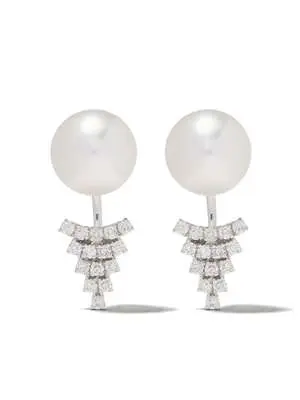 Yoko London 18kt White Gold Freshwater Pearl And Diamond Earrings - Silver