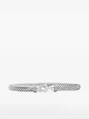 David Yurman Sterling Classic Cable Diamond Buckle Bracelet - Silver
