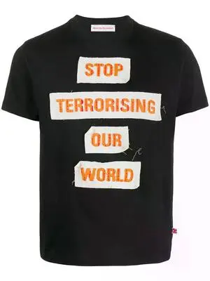 WALTER VAN BEIRENDONCK 2015 Stop Terrorising Our World Patch T-shirt - Black