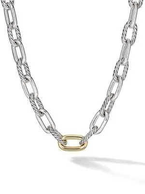 David Yurman 18kt Yellow Gold And Sterling Dy Madison Chain Necklace - Silver