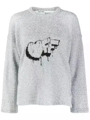 Off-White Crew Neck Jumper - Silver