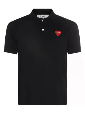 Play Comme Des Garcon Heart-patch Polo Shirt - Black