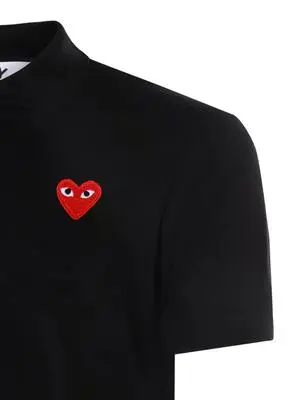 Play Comme Des Garcon Heart-patch Polo Shirt - Black