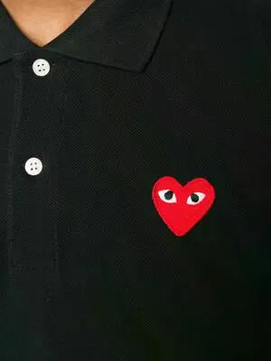 Play Comme Des Garcon Heart-patch Polo Shirt - Black