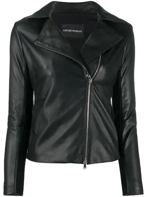Emporio Armani Zipped Biker Jacket - White