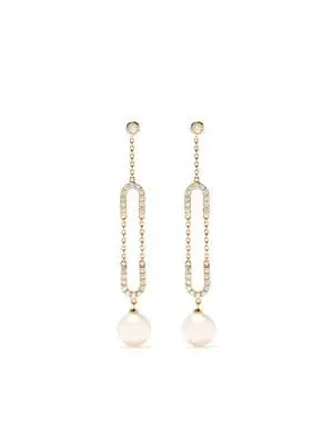 Yoko London 18kt Yellow Freshwater Pearl And Diamond Drop Earrings
