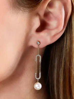 Yoko London 18kt Yellow Freshwater Pearl And Diamond Drop Earrings