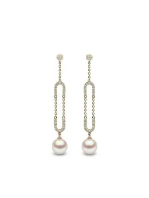 Yoko London 18kt Yellow Freshwater Pearl And Diamond Drop Earrings - Gold