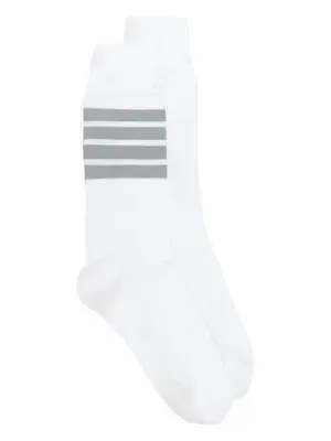 Thom Browne 4-Bar Stripe Mid-Calf Socks White