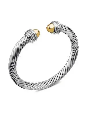 David Yurman 14kt Yellow Gold And Sterling Diamond Bracelet - Silver